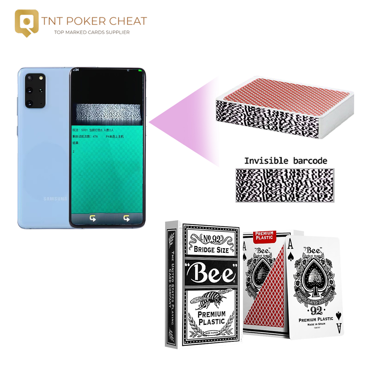 Plastic Bee Narrow Playing Cards with Barcode on Card - gamblingcheat8.com